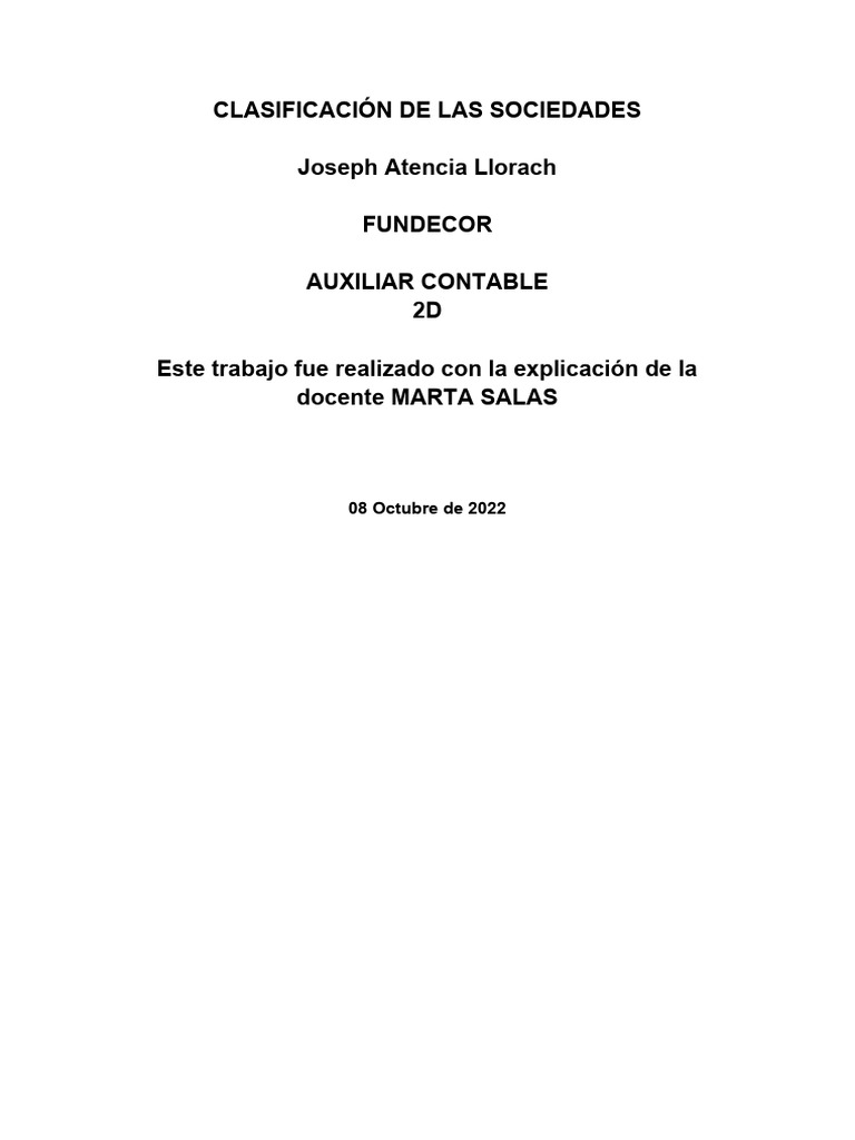 Clasificación de Las Sociedades | PDF | Economias | Business
