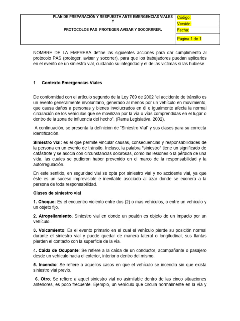 Paso 12 Plan de Preparacion Emergencias Viales | PDF | Accidente de tráfico | Policía