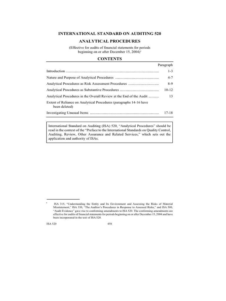 ISA 520 Analytical Procedures | PDF | Audit | Financial Audit