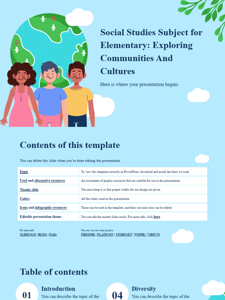 Social Studies Subject For Elementary - Exploring Communities and Cultures by Slidesgo | PDF ...