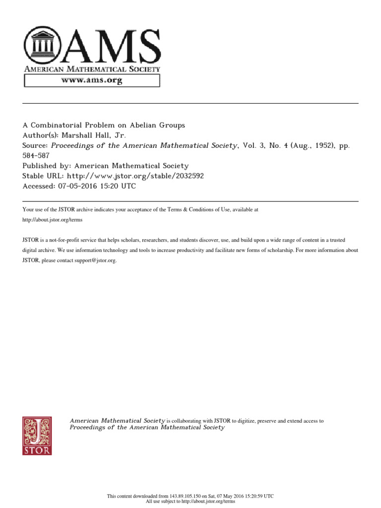 Hall 1952 | PDF | Mathematics | Group Theory