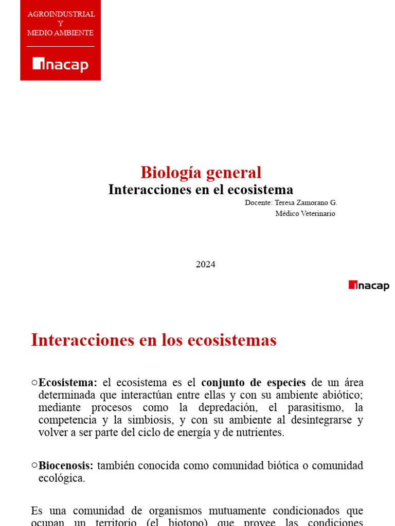 Interacciones en Ecosistemas Biológicos | PDF | Agua | Nicho ecológico