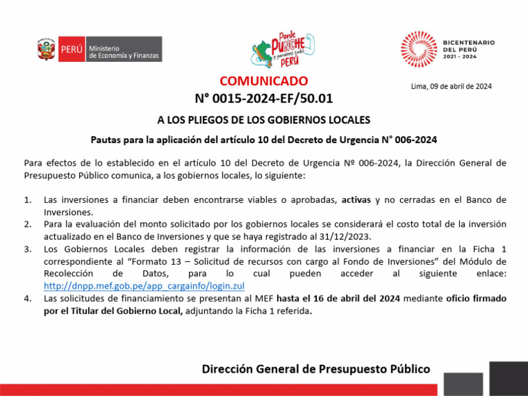 Instrucciones para Gobiernos Locales 2024 | PDF