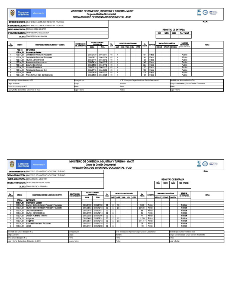 Fuid Despacho Ministro 2018 | PDF | Gestión de registros | Industrias de servicio
