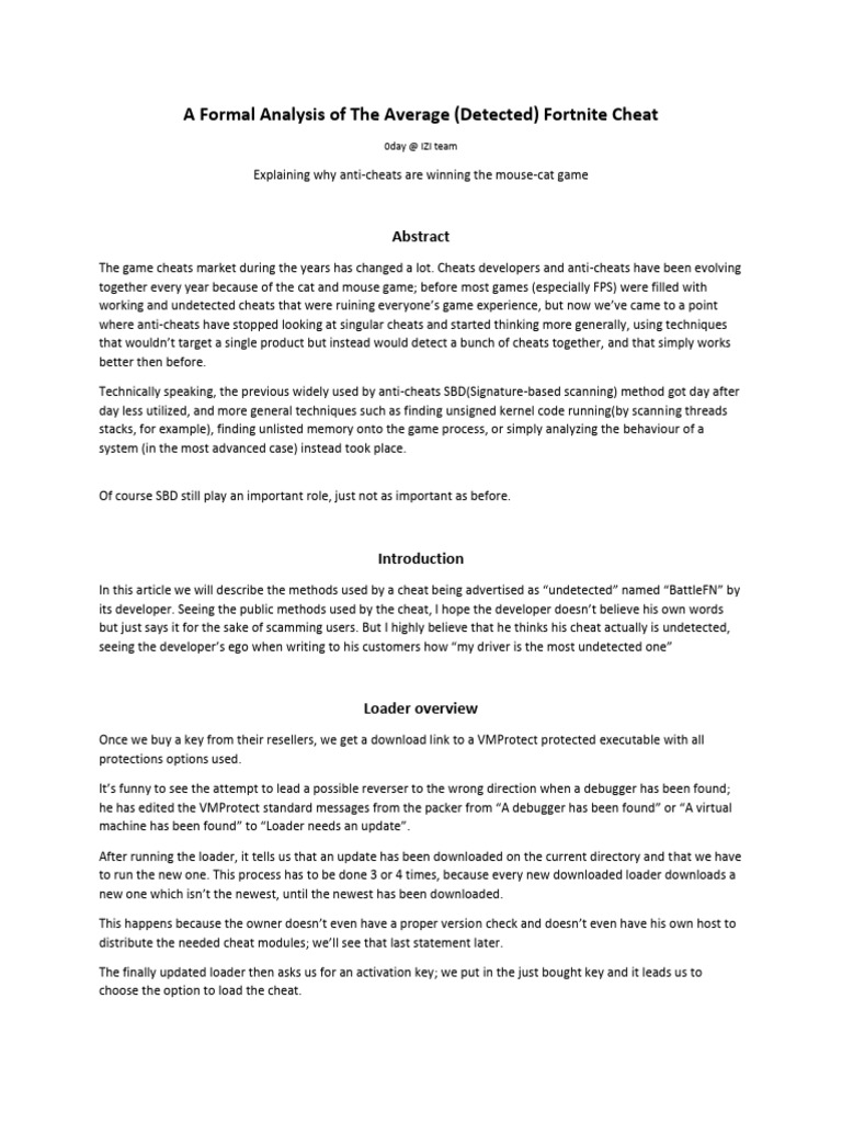 Cheat Analysis | PDF | Device Driver | Cheating In Video Games