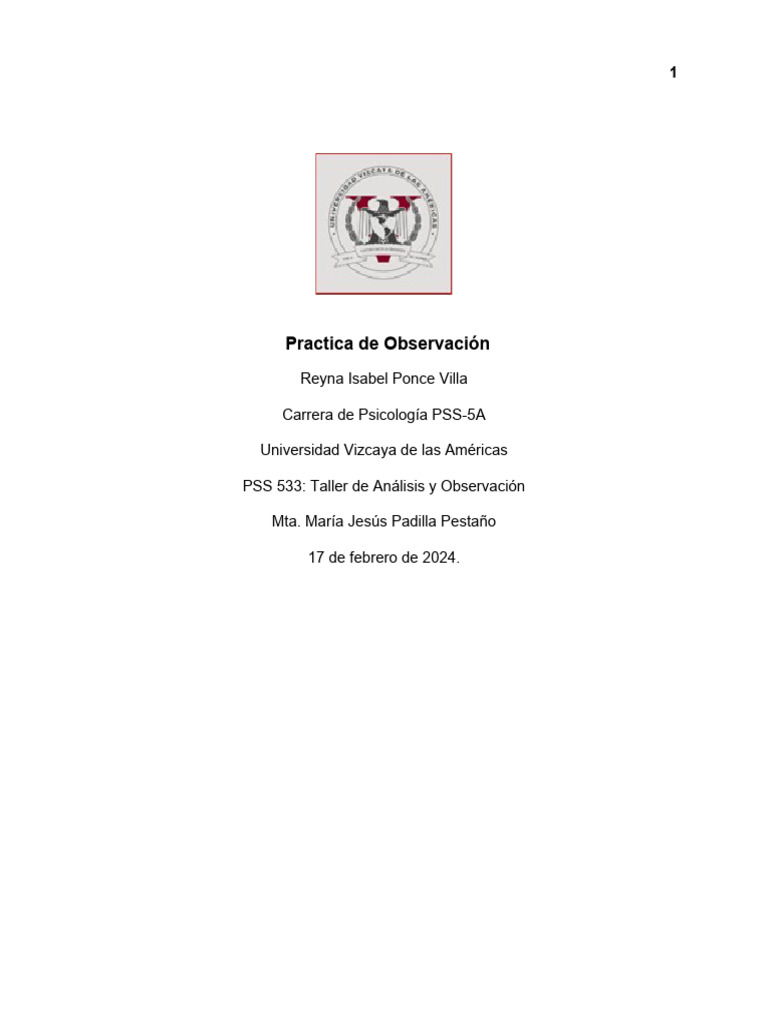 Practica de Observacion | PDF | Conceptos psicologicos