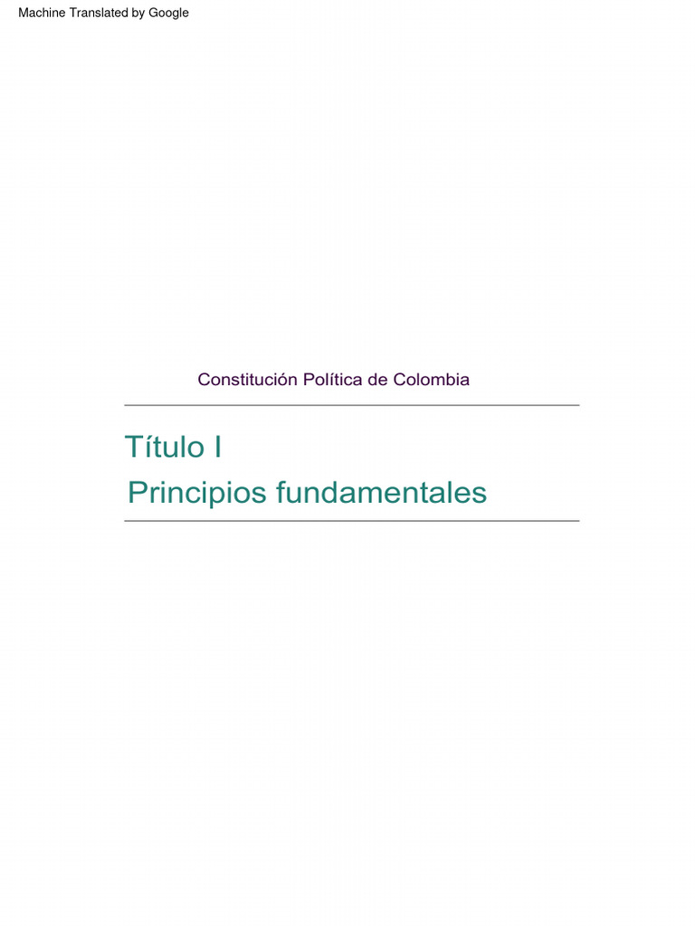 Fundamental Principles Political Constitution Of Colombia 1 Pdf