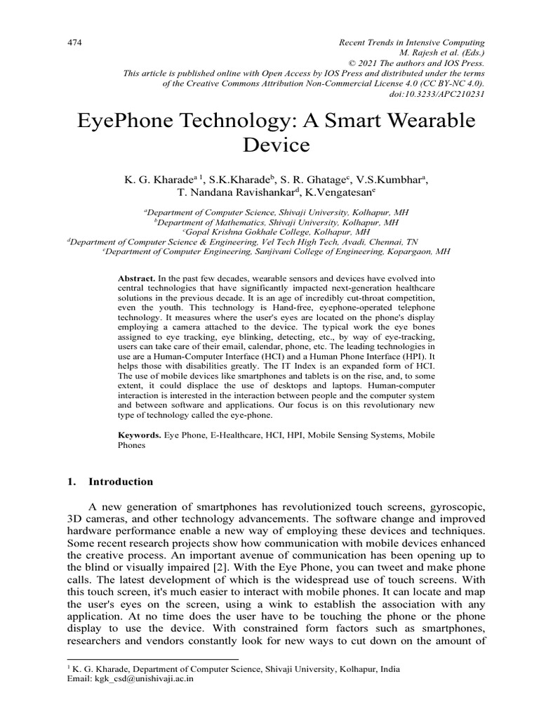 EyePhone_Technology_A_Smart_Wearable_Device | PDF | Human–Computer ...