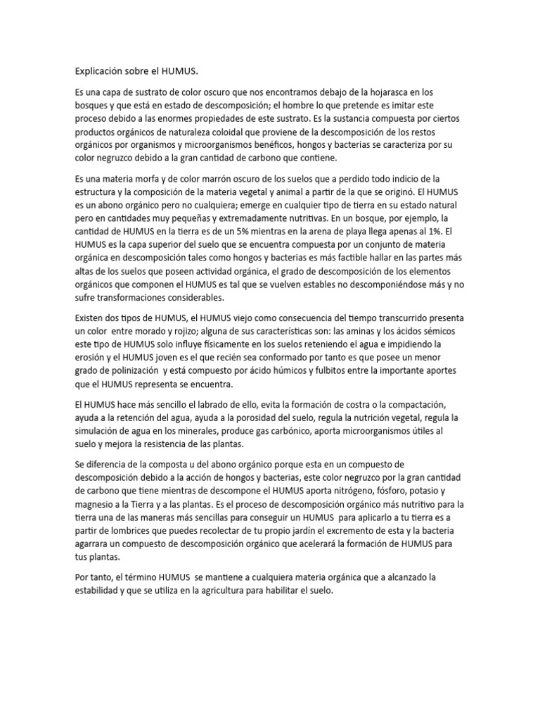 Propiedades y Tipos de Humus en Suelo | PDF | Suelo | Compost
