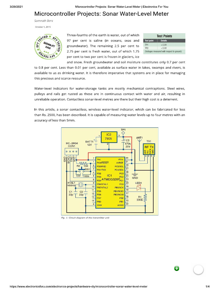 Sonar Water Level Meter | PDF