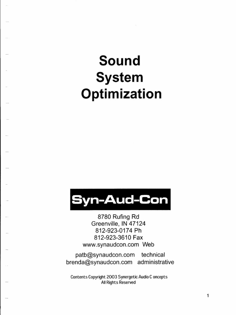 SynAudCon Sound System Optimization | PDF