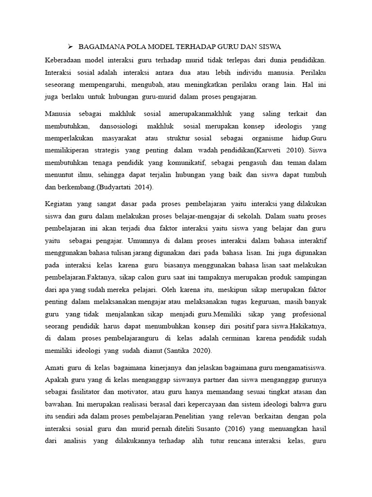 BAGAIMANA POLA MODEL TERHADAP GURU DAN SISWA Mila | PDF