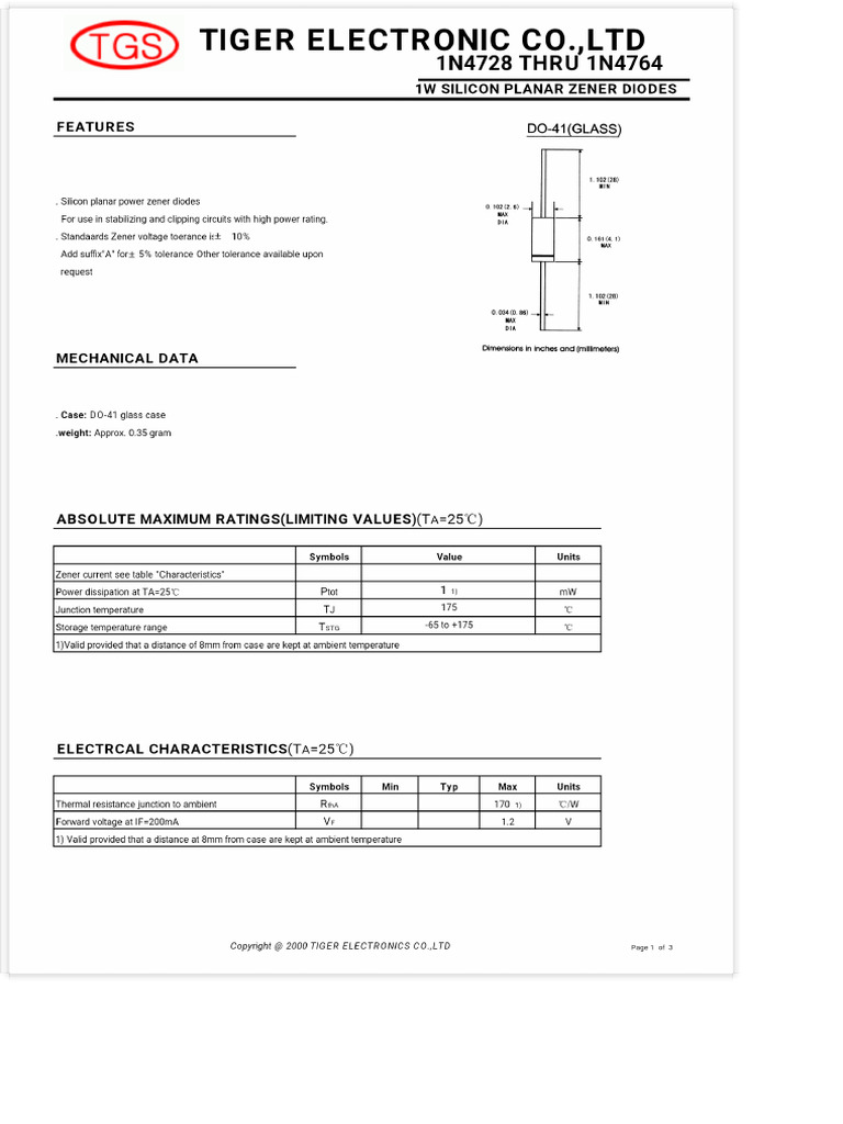 1N4742 Datasheet | PDF