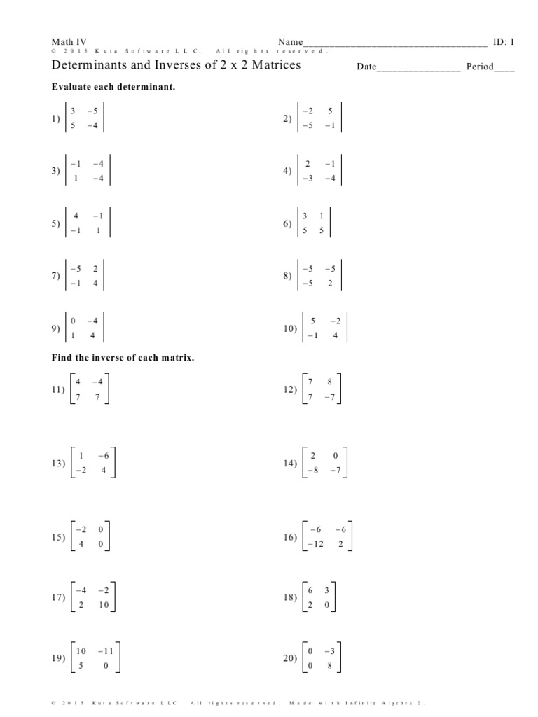 Determinants and 2x2 Inverses | PDF | Determinant | Functional Analysis