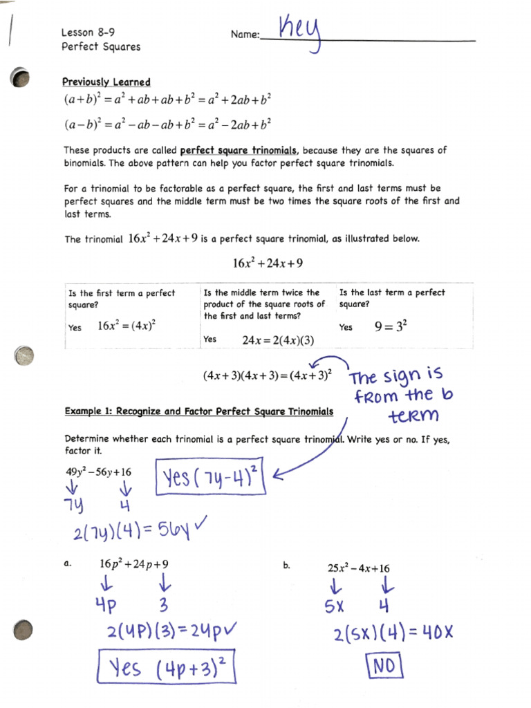 8-9 Notes Key | PDF