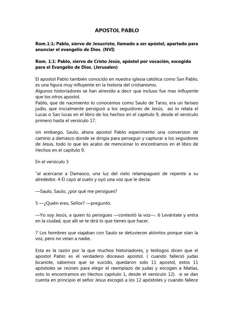 El Apostol Pablo: Su Llamado y Legado | PDF | Pablo el apóstol | Apóstol