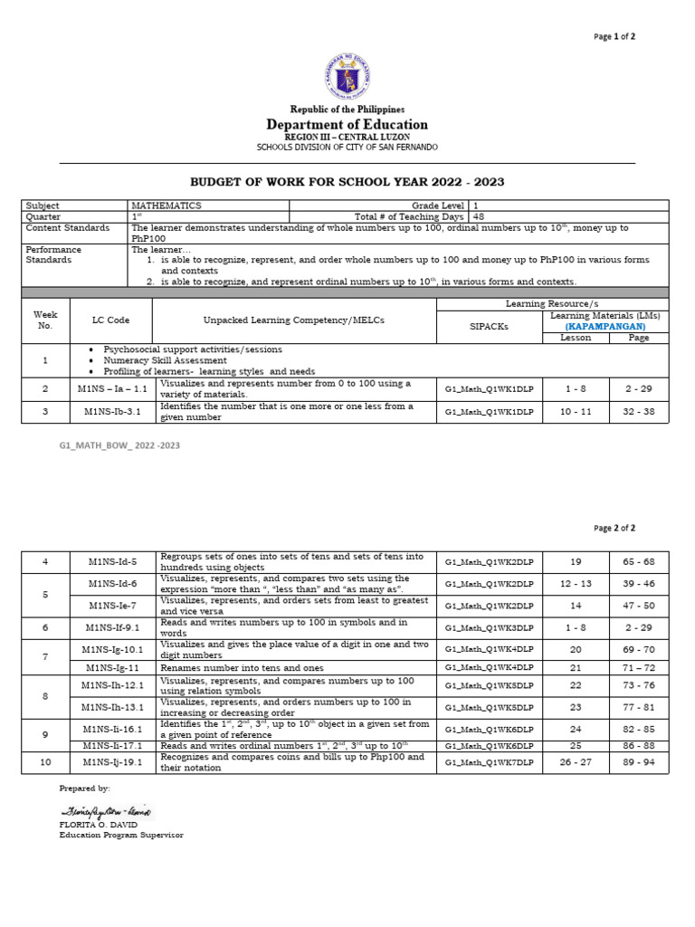 G1 Math Bow 2022-2023-1 | PDF | Learning | Human Communication