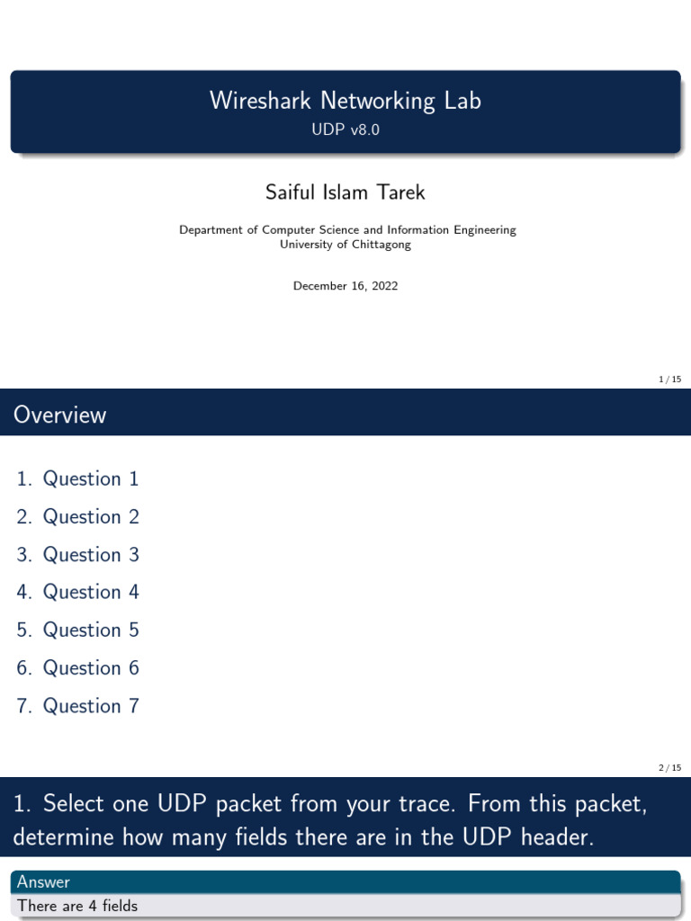 UDP v8.0 | PDF | Port (Computer Networking) | Network Packet