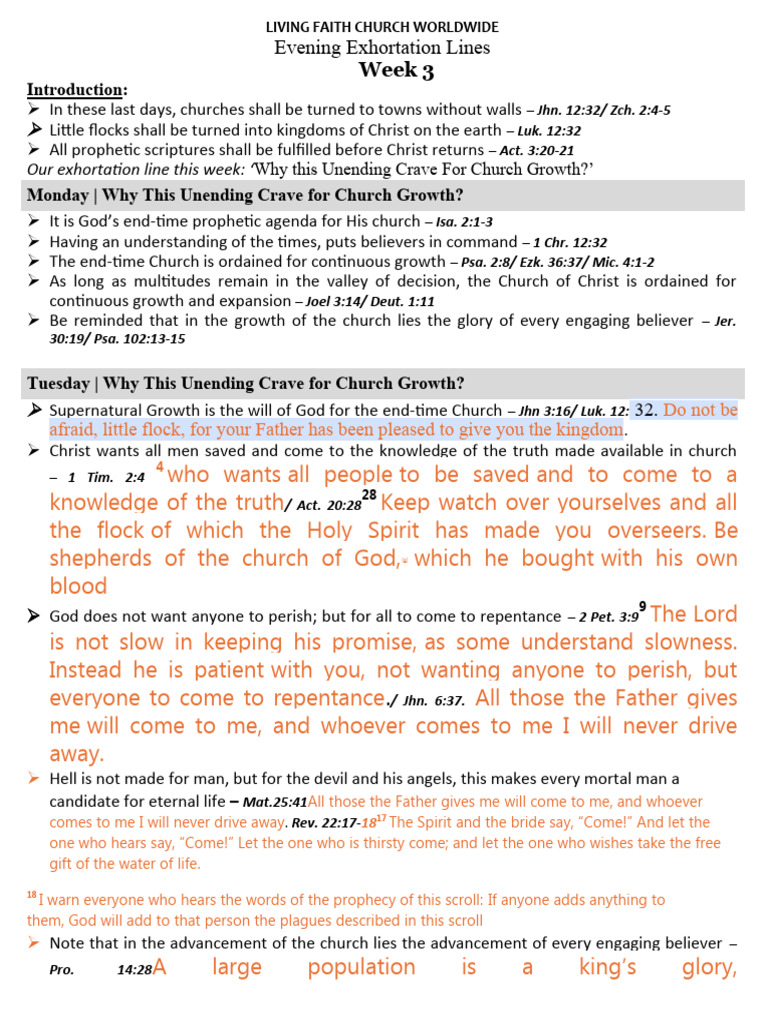 21-Day Prayer and Fasting WEEK 3 - Evening Exhortation Lines | PDF ...