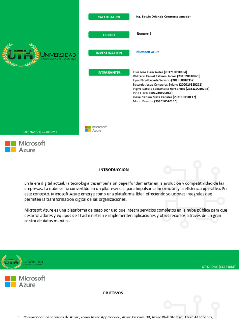 Grupo #2 Microsoft Azure - Cloud Computing | PDF | Microsoft Azure | Computación en la nube