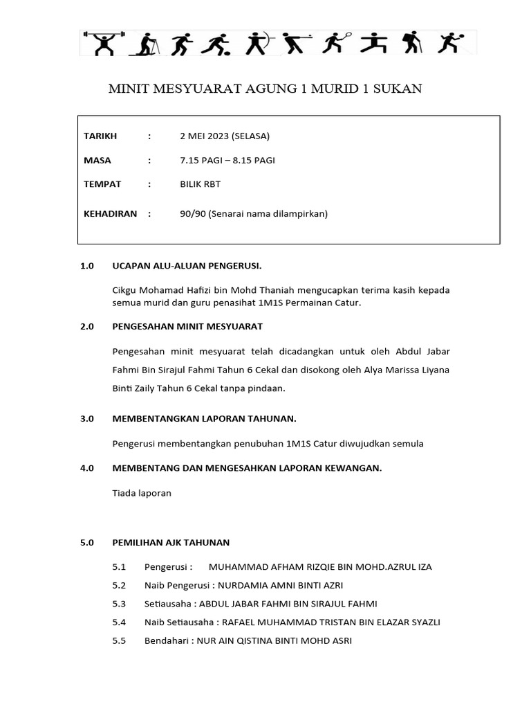 Minit Mesyuarat Agung 1M1S | PDF