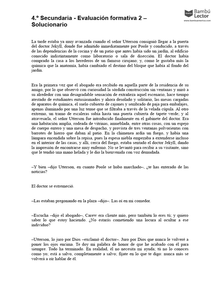 4 Secundaria Evaluacion Formativa 2 Solucionario | PDF | Extraño caso ...