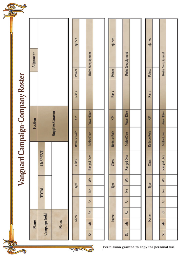 Vanguard-Roster-Sheet | PDF