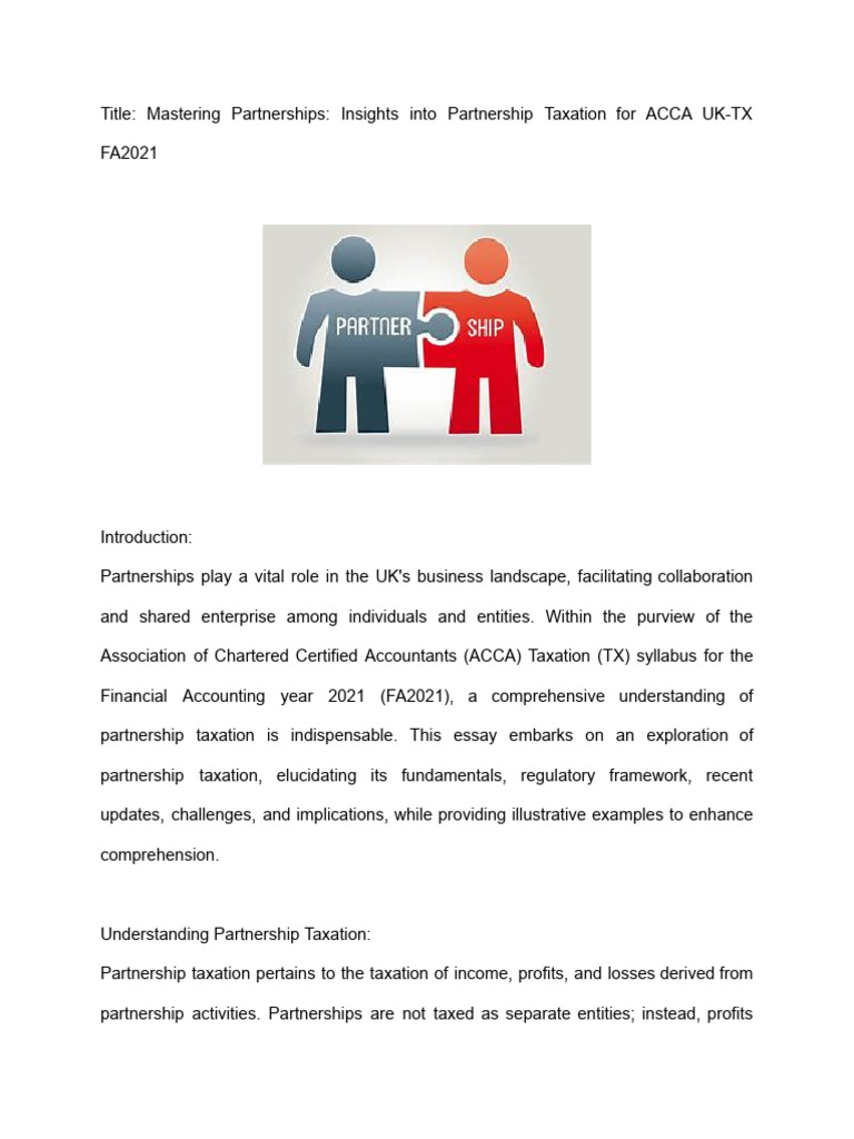 Mastering Partnerships - Insights Into Partnership Taxation For ACCA UK ...