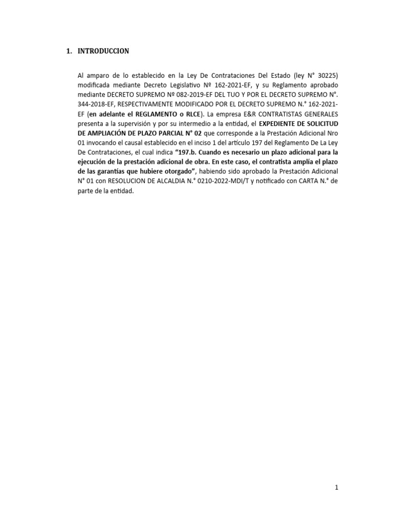 Solicitud de Ampliación de Plazo | PDF | Presupuesto | Documentos legales