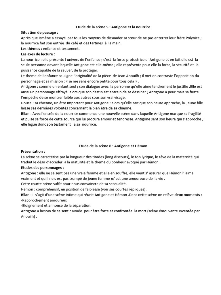 Analyse de la scène 5 d'Antigone | PDF