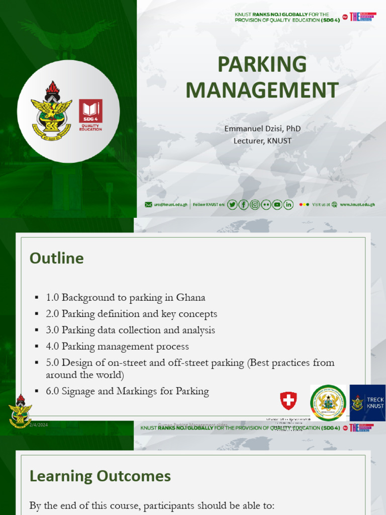 KNUST SDG4 Powerpoint Parking | PDF | Parking | Traffic
