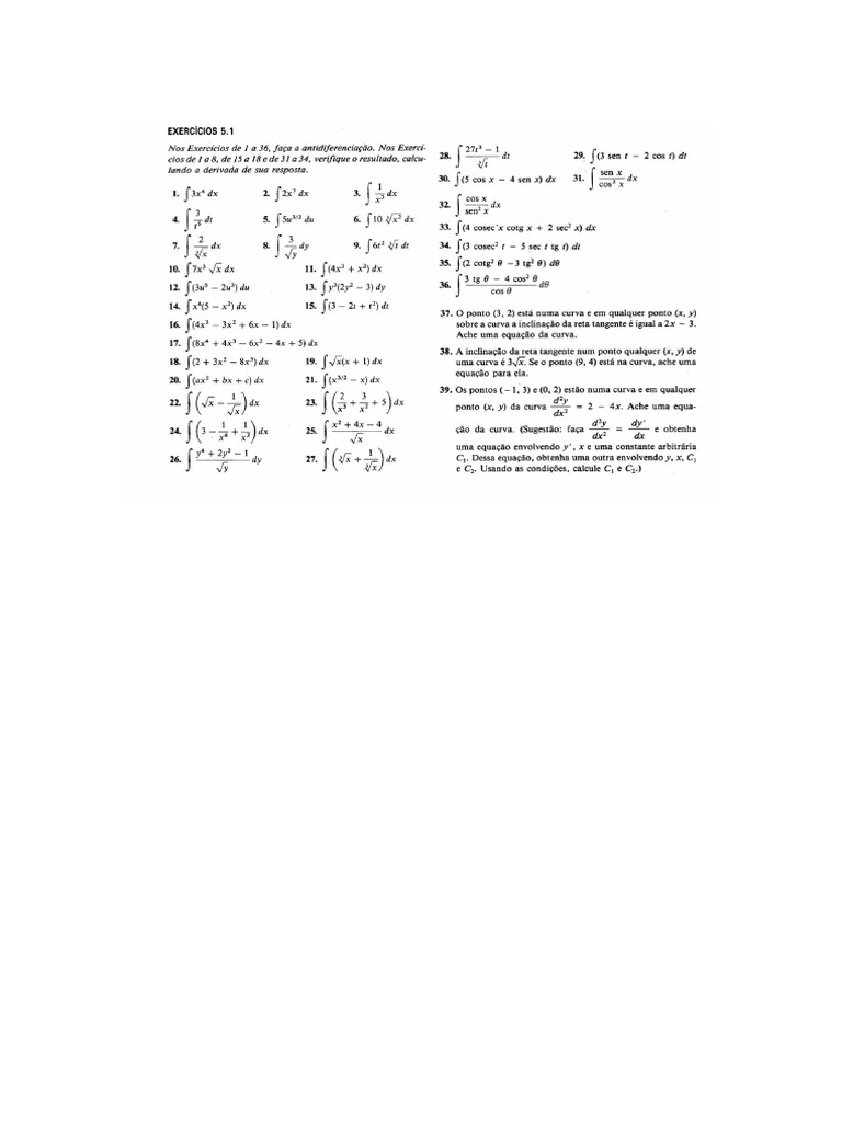 Integral Exercícios | PDF