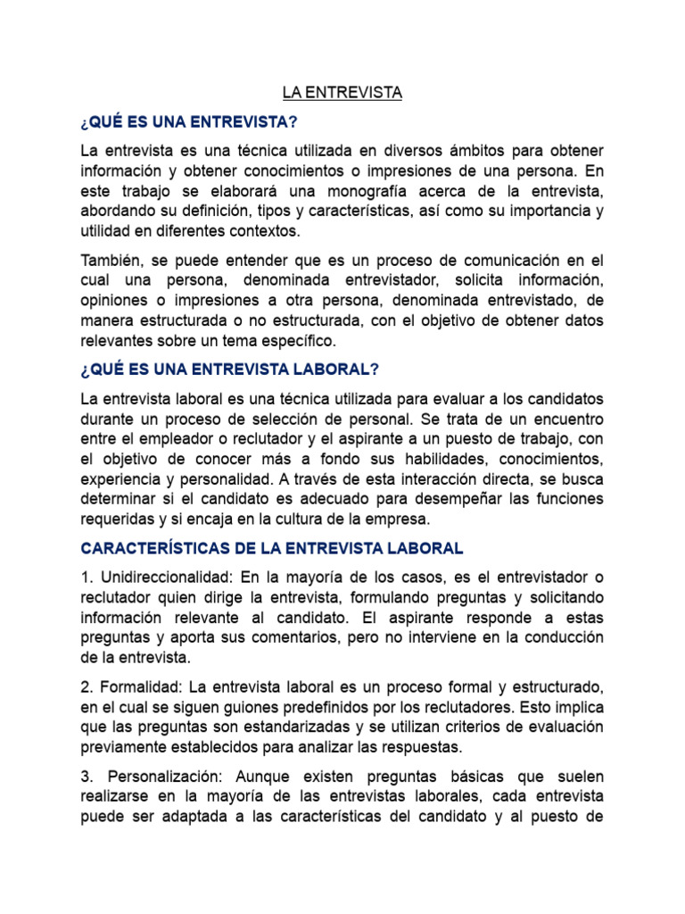 LA ENTREVISTA-1 (Preguntas de Oratoria) | PDF | Business | Experiencia