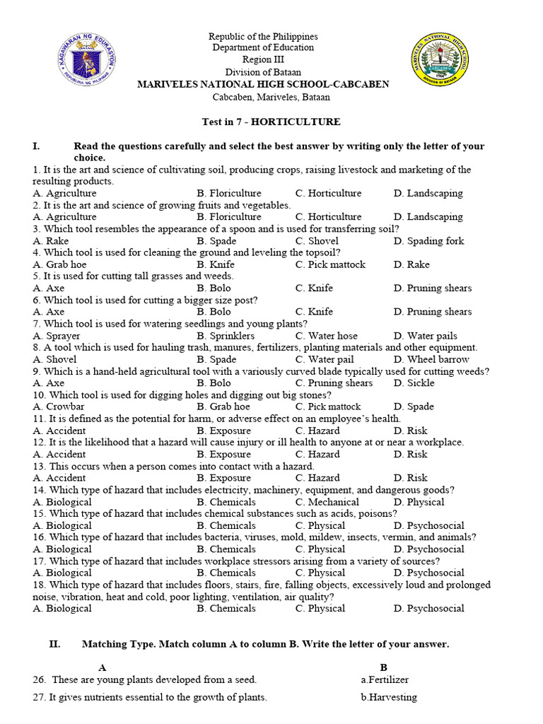 Test Horticulture | Download Free PDF | Hazards | Agricultural Machinery
