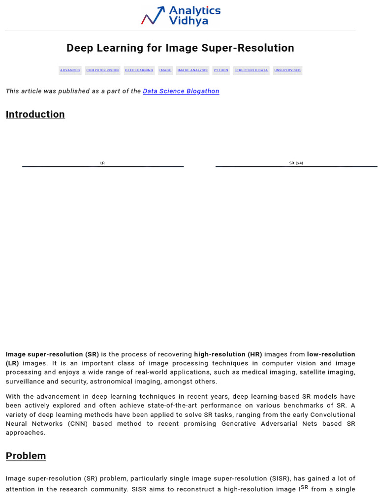 Deep Learning For Image Super Resolution | Download Free PDF | Deep Learning | Computational Science