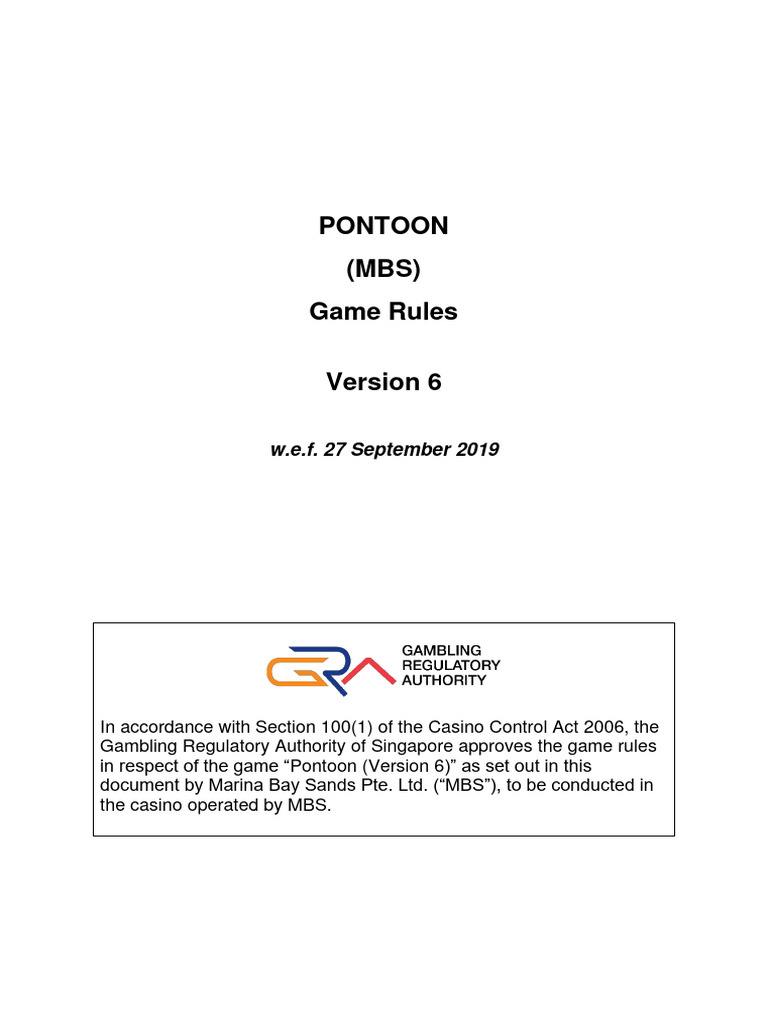 MBS-Pontoon-Game-Rules-Version-6 | PDF | Gaming | Sports