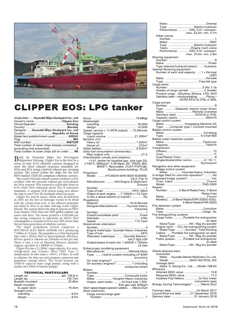 CLIPPER EOS LPG Tanker | PDF | Ships | Marine Propulsion