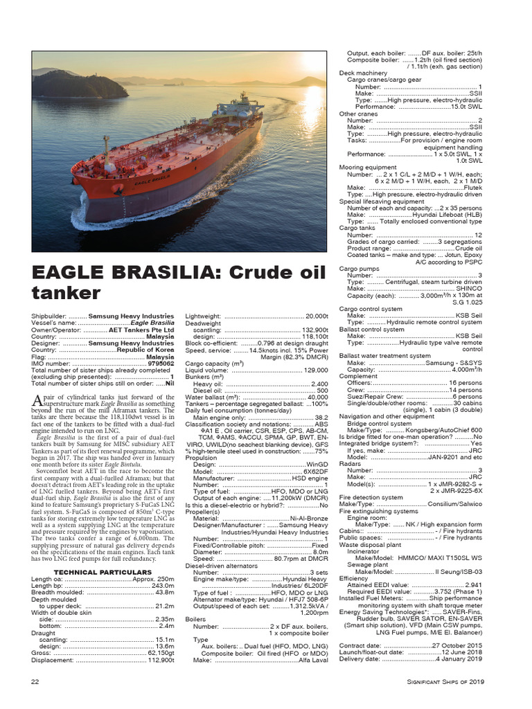 Eagle Brasilia Crude Oil Tanker | PDF | Oil Tanker | Fuel Oil