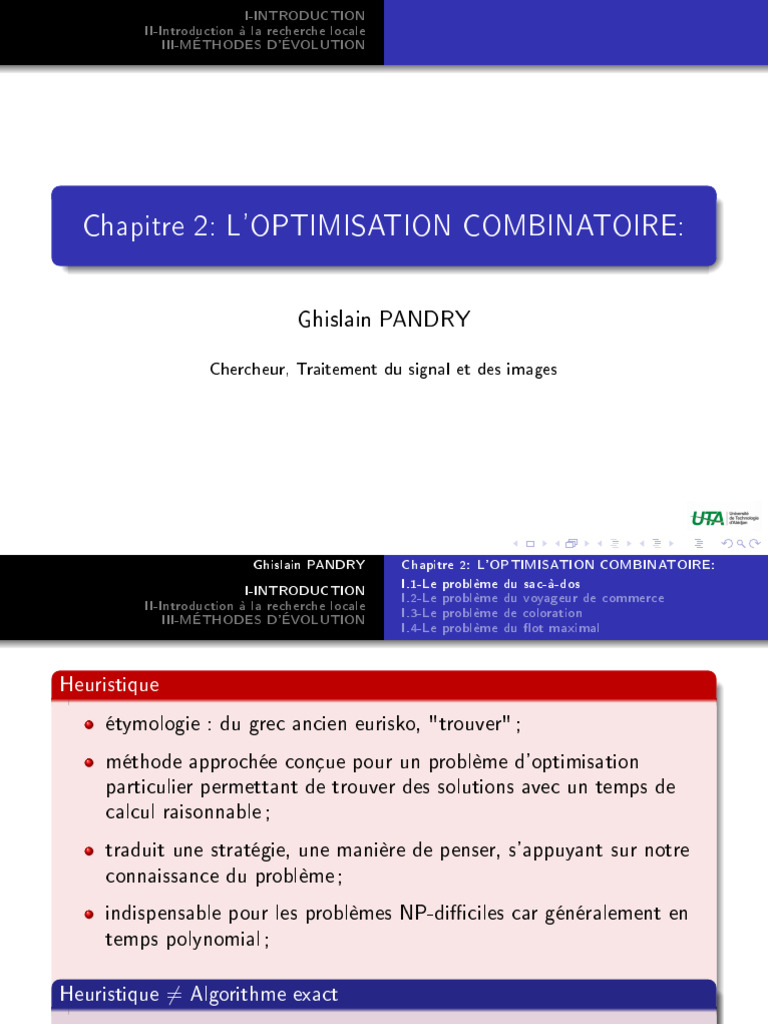Cours Optimisation Combinatoire 2 | PDF | Métaheuristique | Théorie des ...
