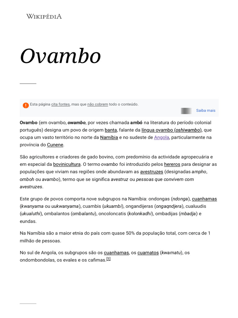 Cultura e História do Povo Ovambo | PDF | Namíbia | Pecuaristas
