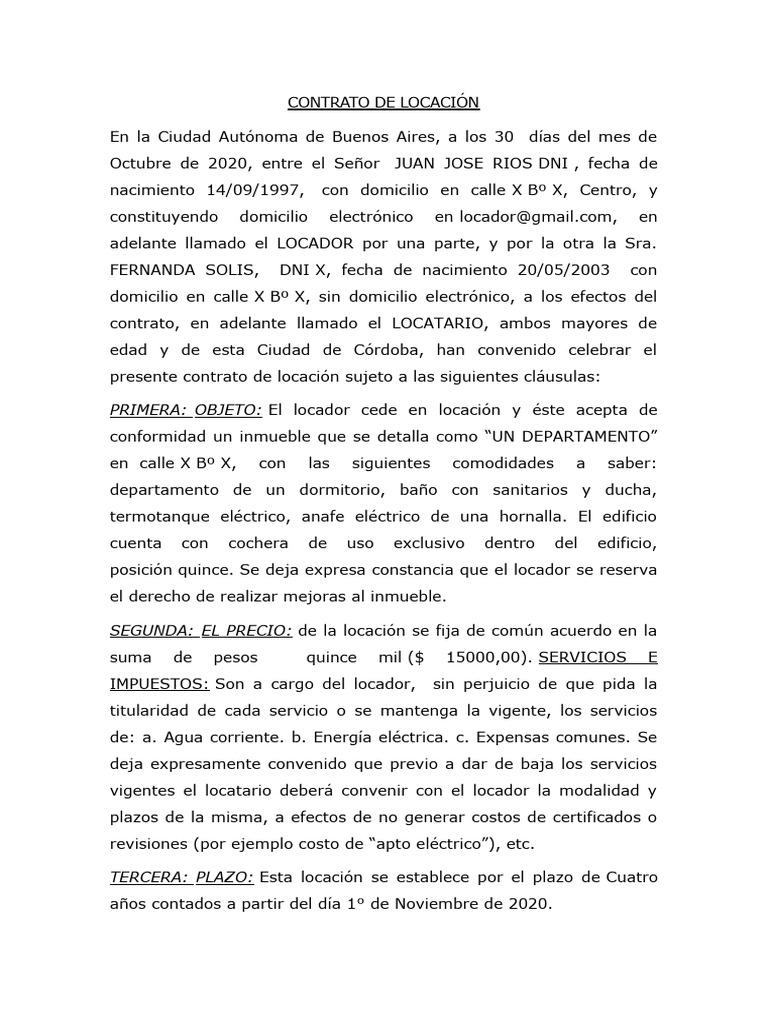 Contrato de Locación Modelo 2 | PDF | Bancos