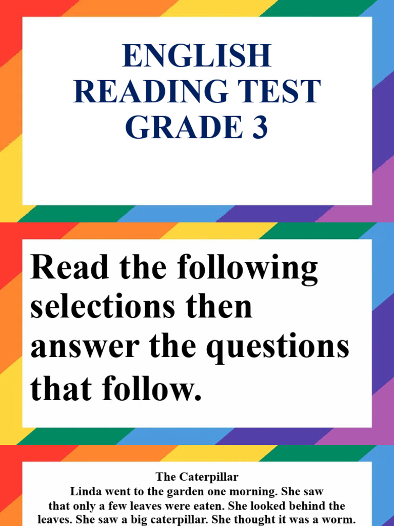 English Reading Test Grade 3 | Download Free PDF | Perfume | Leaf