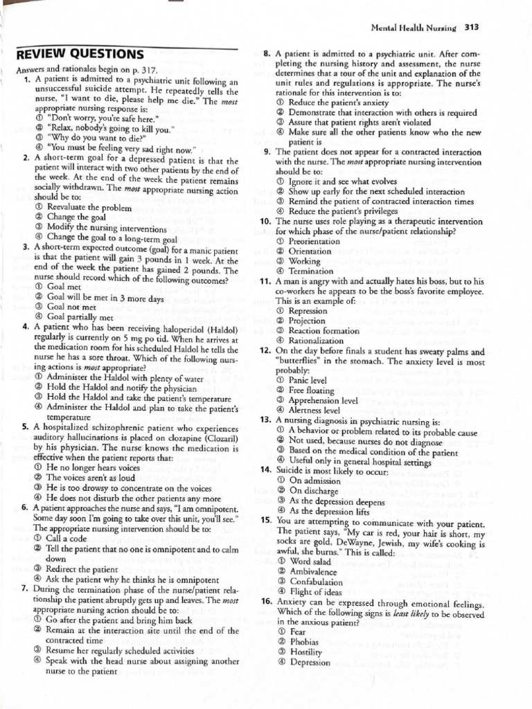 Mental Health Questions From Saunders | PDF