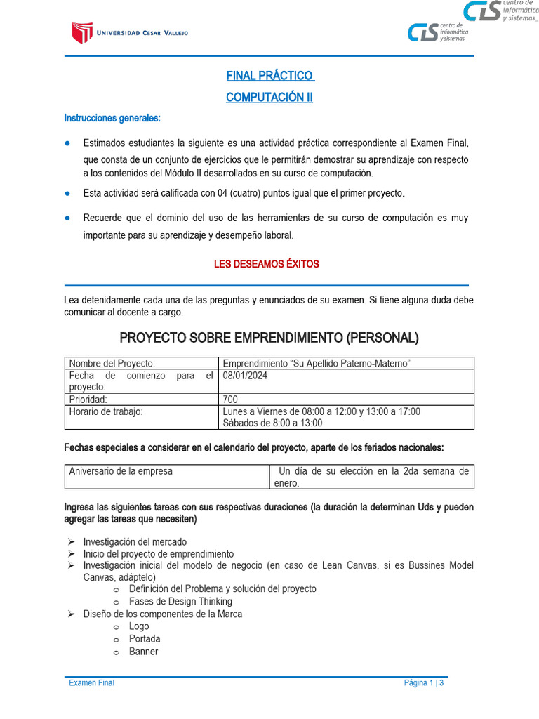 C2 - Final Proyecto Práctico 2B | PDF | Iniciativa empresarial