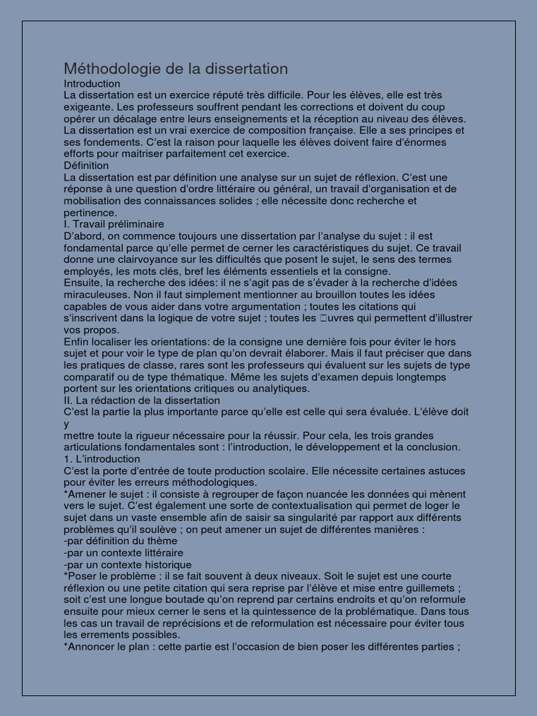 Methodologie de La Dissertation | PDF | Développement personnel