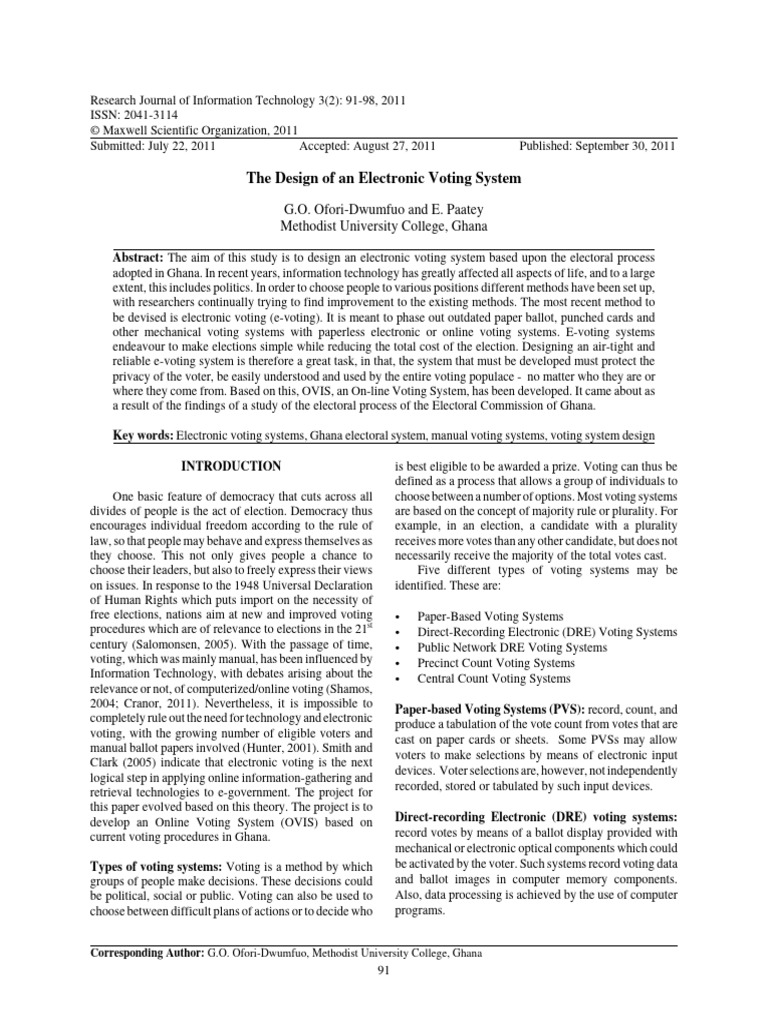 Designing an E-Voting System in Ghana | PDF | Voting | Electronic Voting