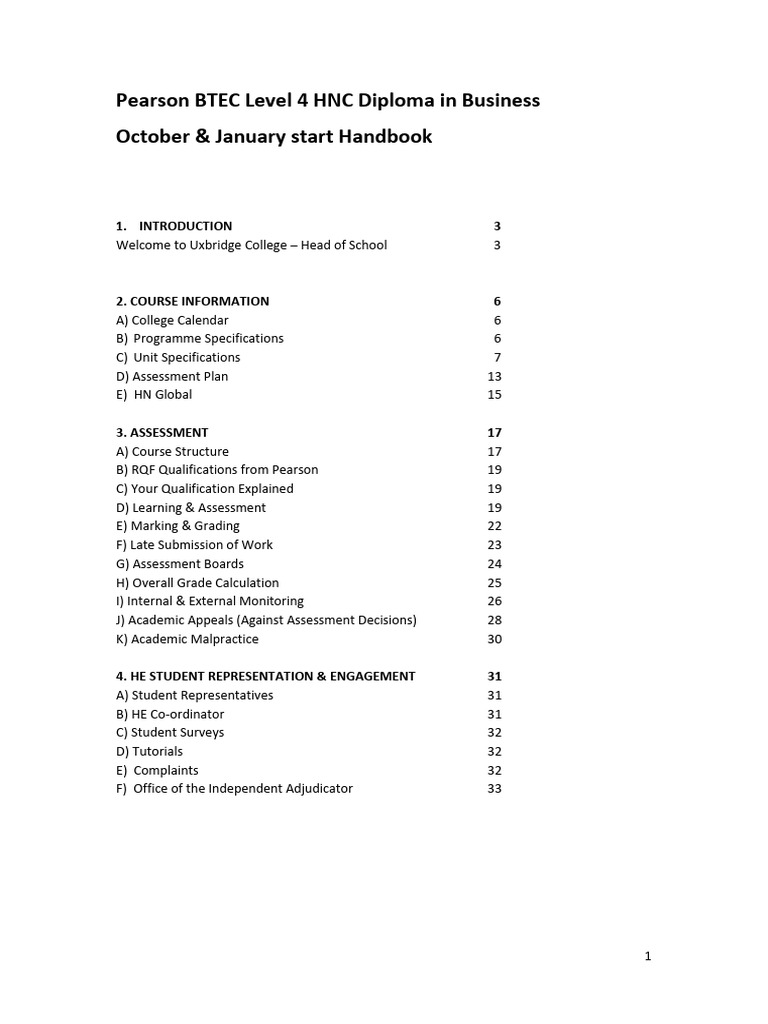 Pearson BTEC Level 4 HNC Diploma in Business 2023-24 FINAL | Download Free PDF | Human Resource ...