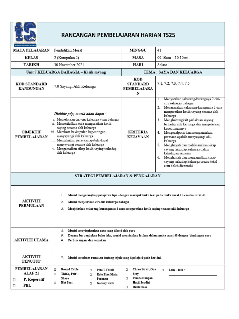 contoh rph ts25_Pen. Moral | PDF