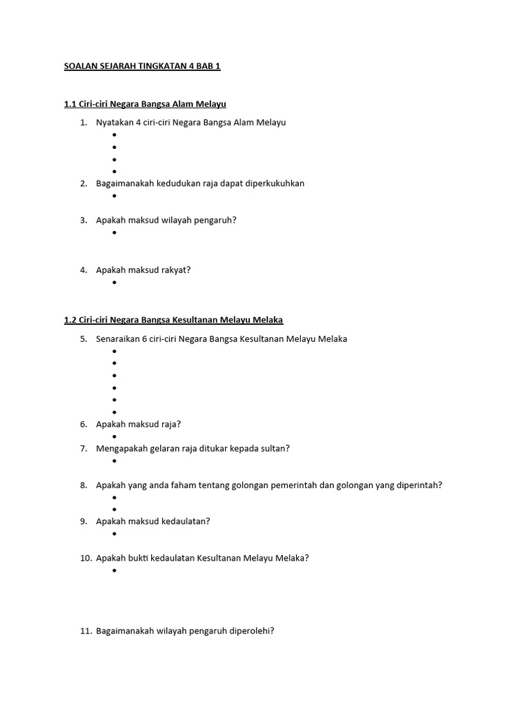 Soalan Sejarah Tingkatan 4 Bab 1 Pdf