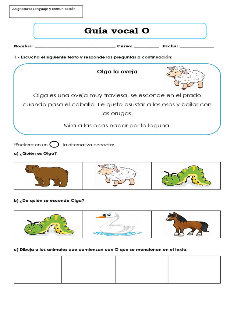 Actividades educativas con la vocal O | PDF